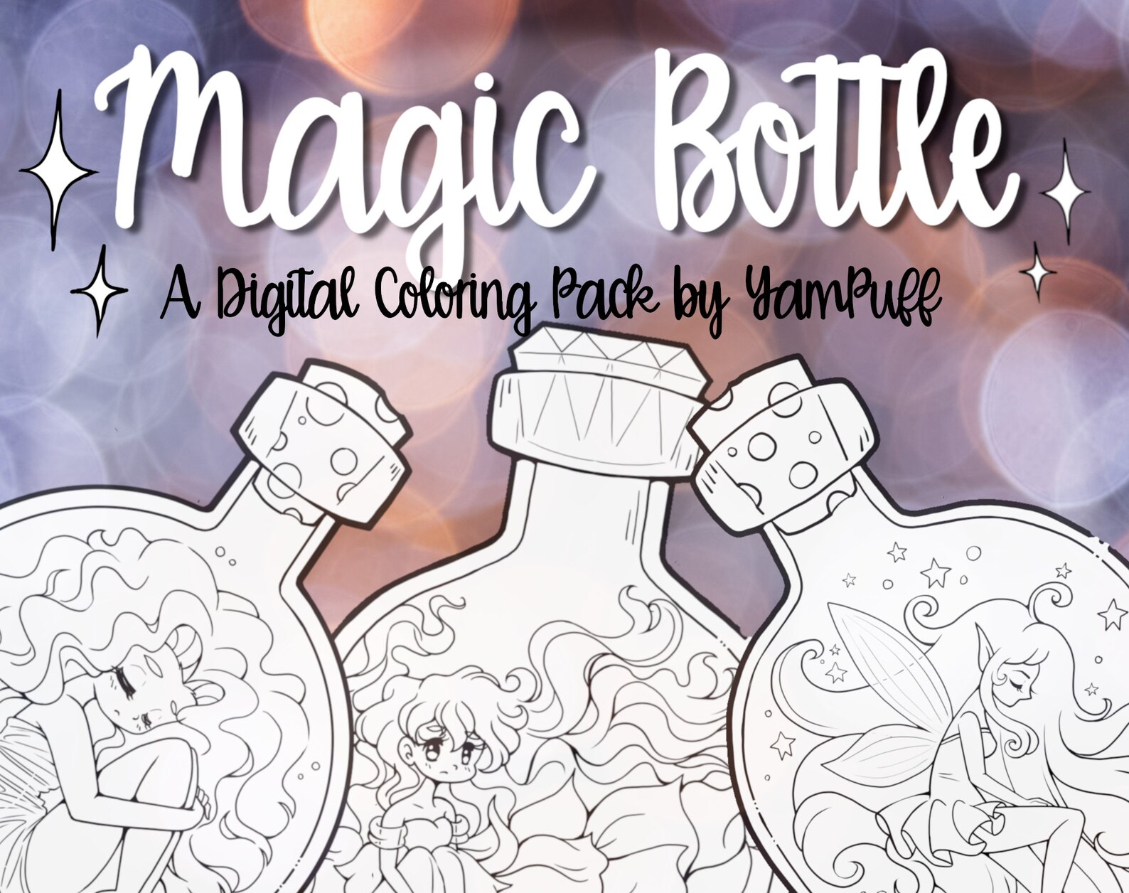 Magic Bottle Digital Coloring Pack by Yampuff 7 Linearts - Etsy