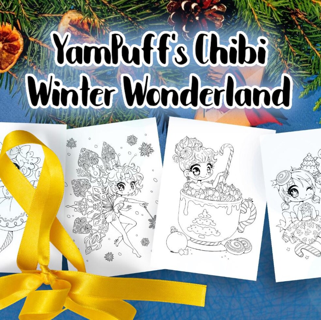 Yampuff's Winter Wonderland: A Chibi Christmas Digital Coloring Pack ...