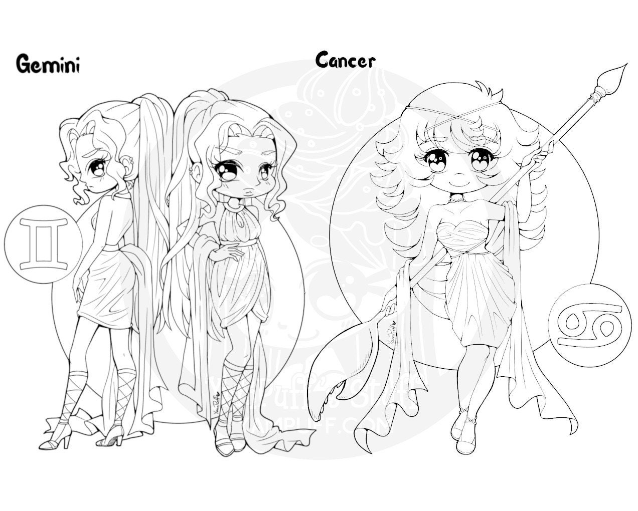 The Chibi Zodiac by YamPuff 26 Linearts Digital Coloring | Etsy The Chibi Zodiac by YamPuff 26 Linearts Digital Coloring | Etsy