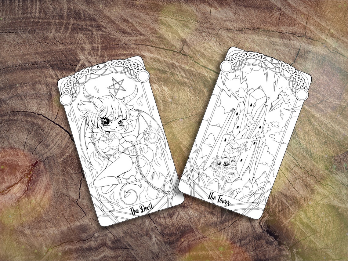 Yampuff's Chibi Tarot A Digital Coloring Ebook of the - Etsy