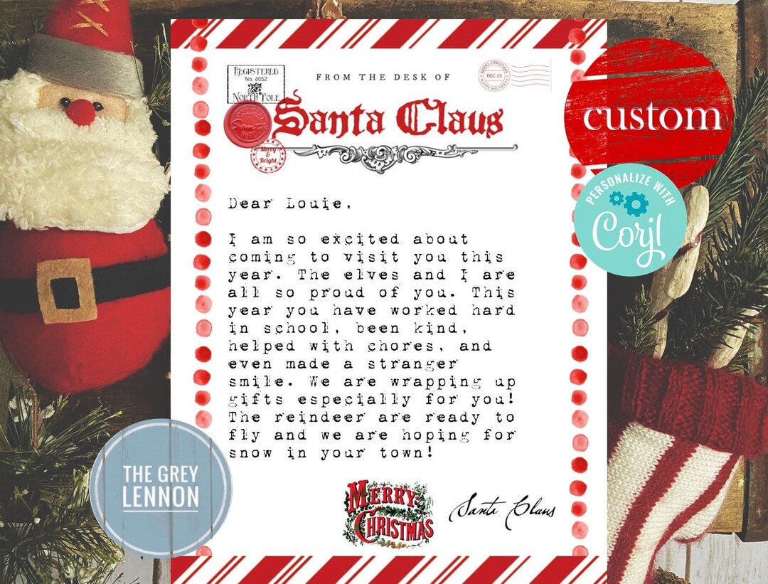 Editable PERSONALIZED Letter From Santa for YOUR Child Christmas ...