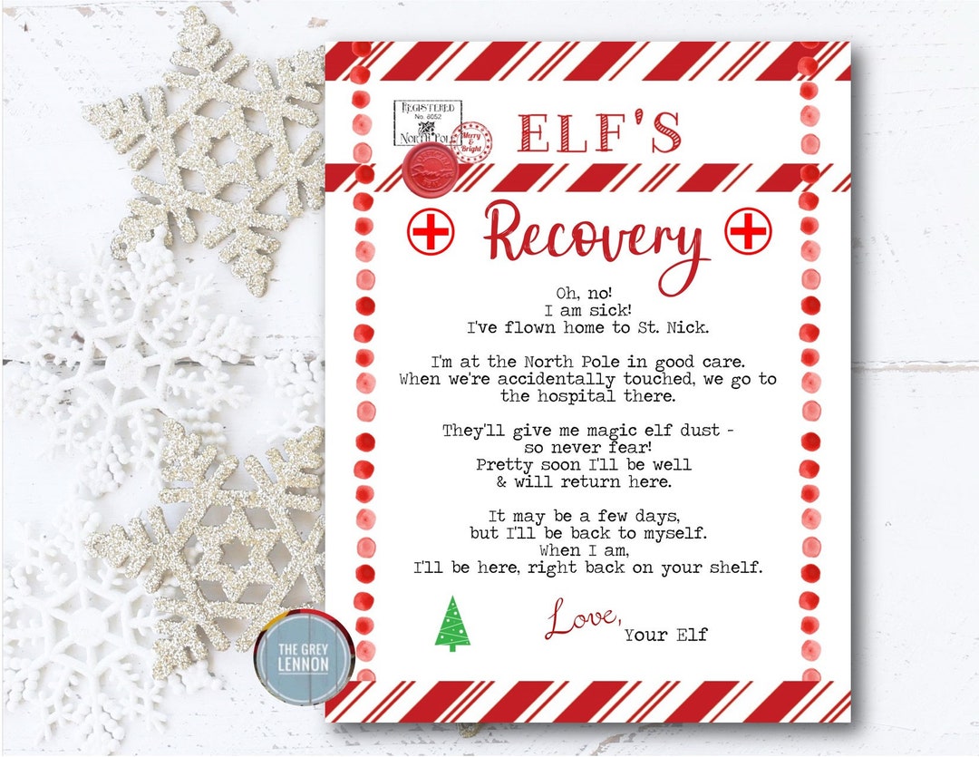 Non-editable Christmas Elf Recovery Letter If Touched and Lost Magic ...