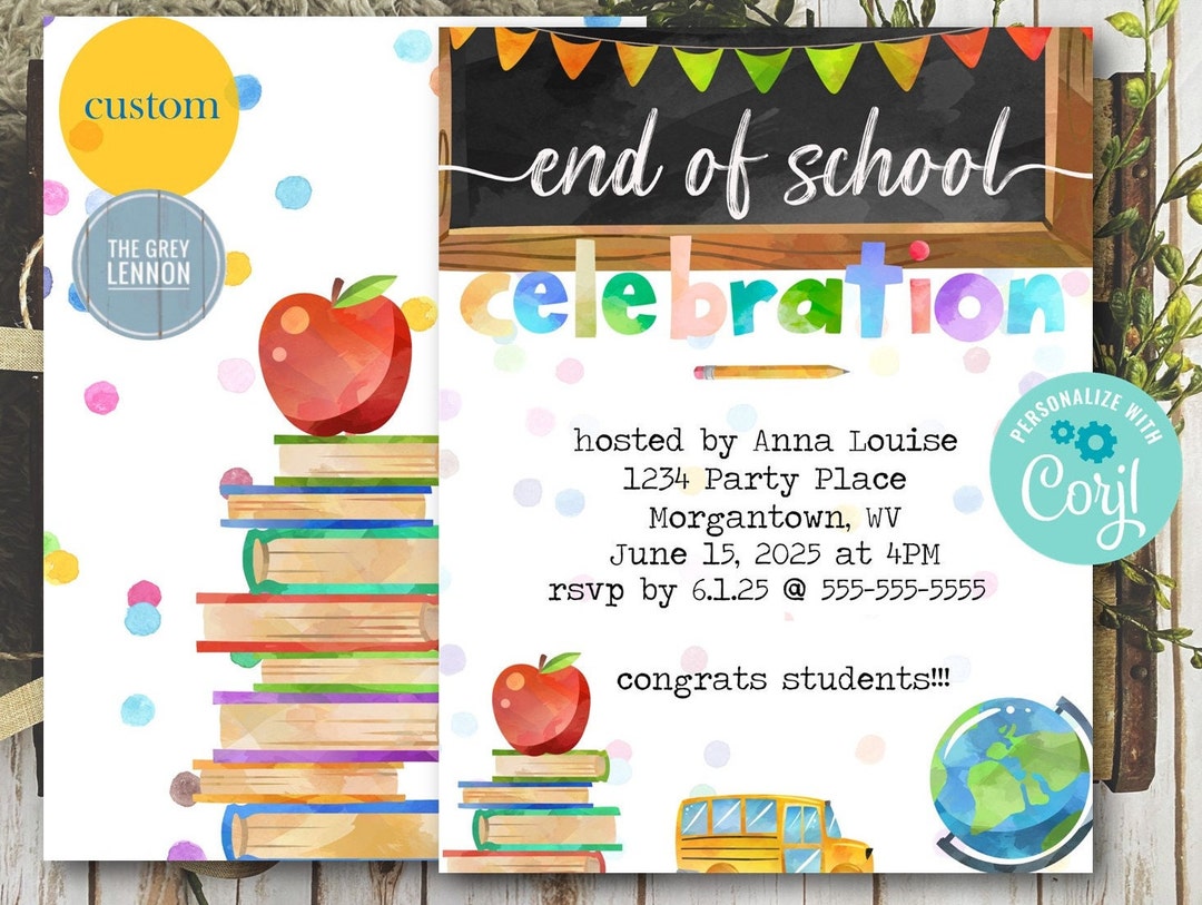 Editable Text ANY After School Party Event I End of School Custom ...