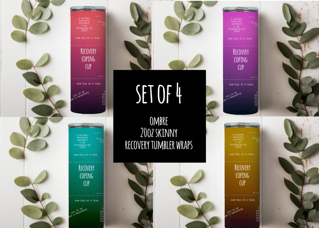 INSTANT Set of 4 Ombre Recovery Sobriety Coping Skills Cup Affirmations ...