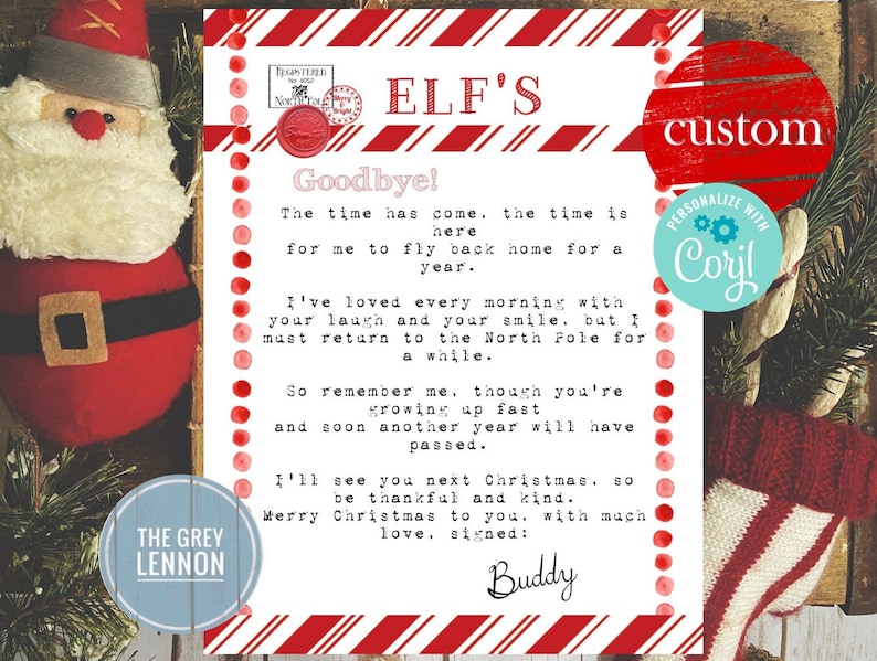 Editable Christmas Elfs Goodbye Letter PERSONALIZE for YOUR - Etsy