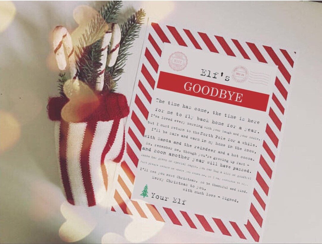 Non-editable Christmas Elf Goodbye can HUG & KISS Rule-breaker End of ...