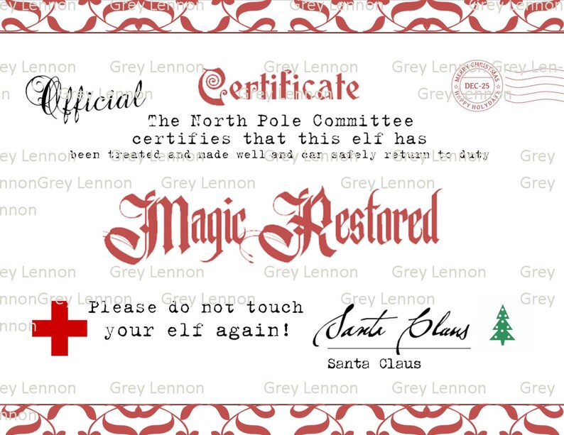 Non-editable Christmas Elf Recovery Kit Certificate of - Etsy