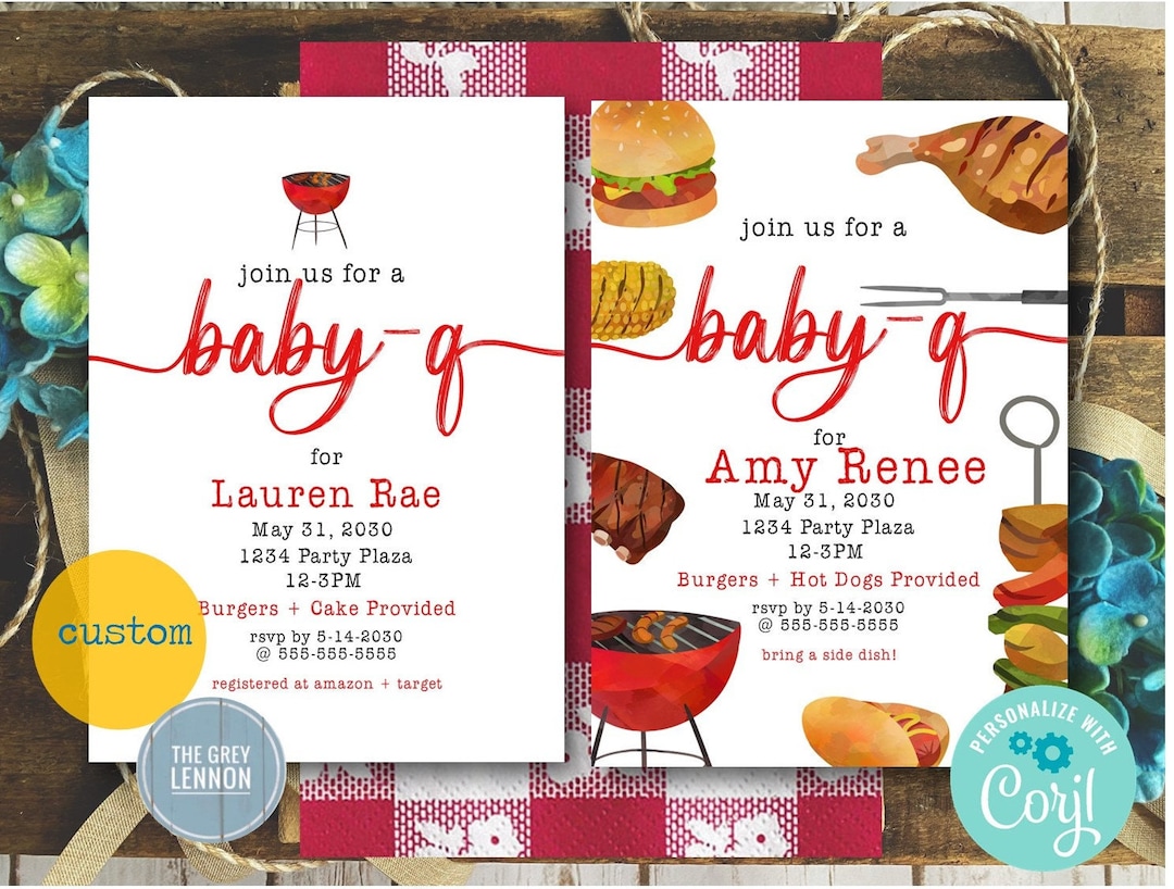 Editable Text BABY Q Make It Yours Baby BBQ Party Event Barbeque ...