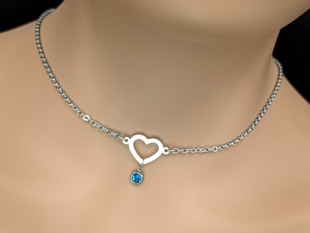 Day Collar Heart W/ Color Options Locking Options 24/7 Wear - Etsy