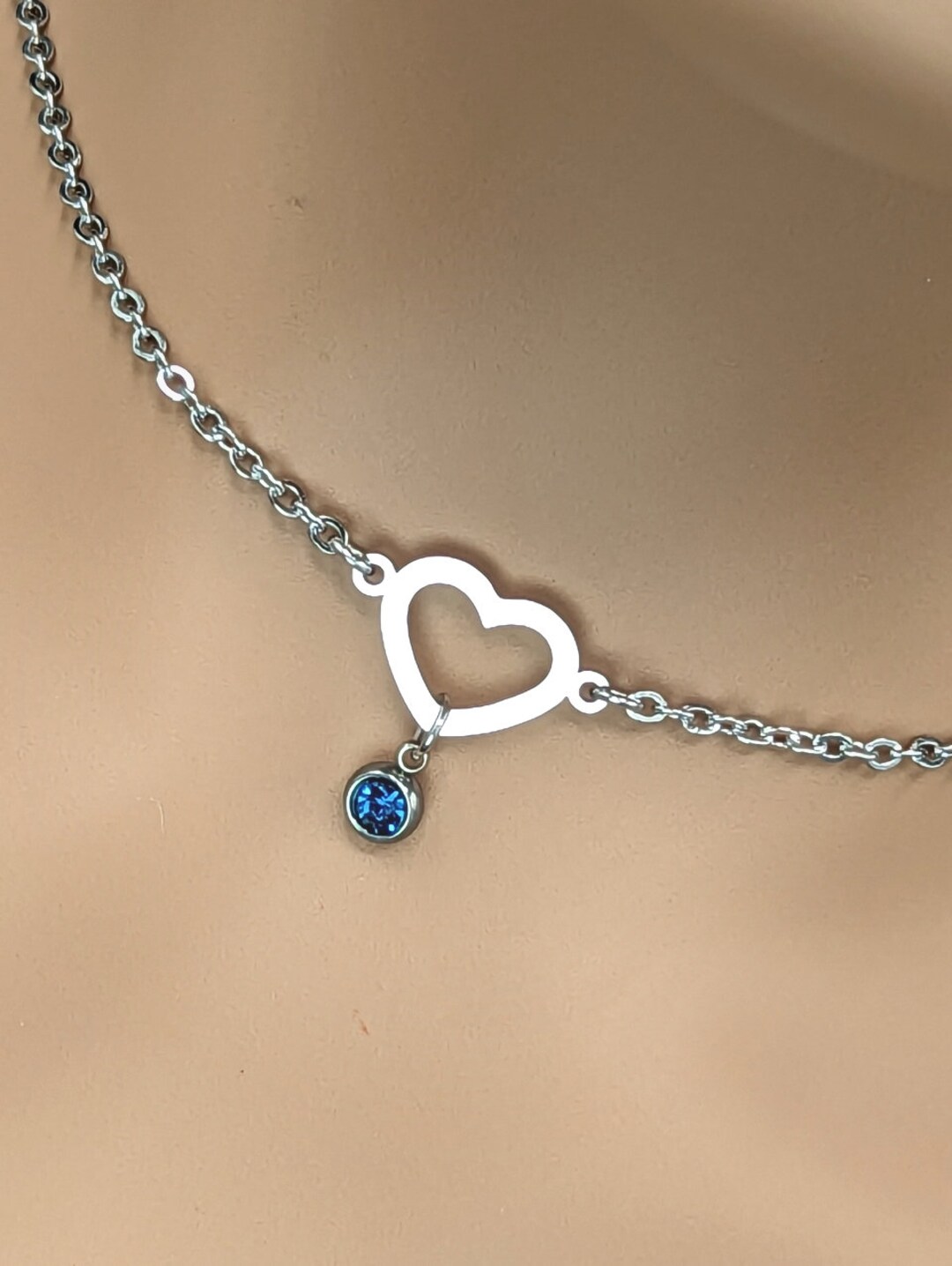 Day Collar * Heart W/ Color Options * Locking Options * 24/7 Wear - Etsy
