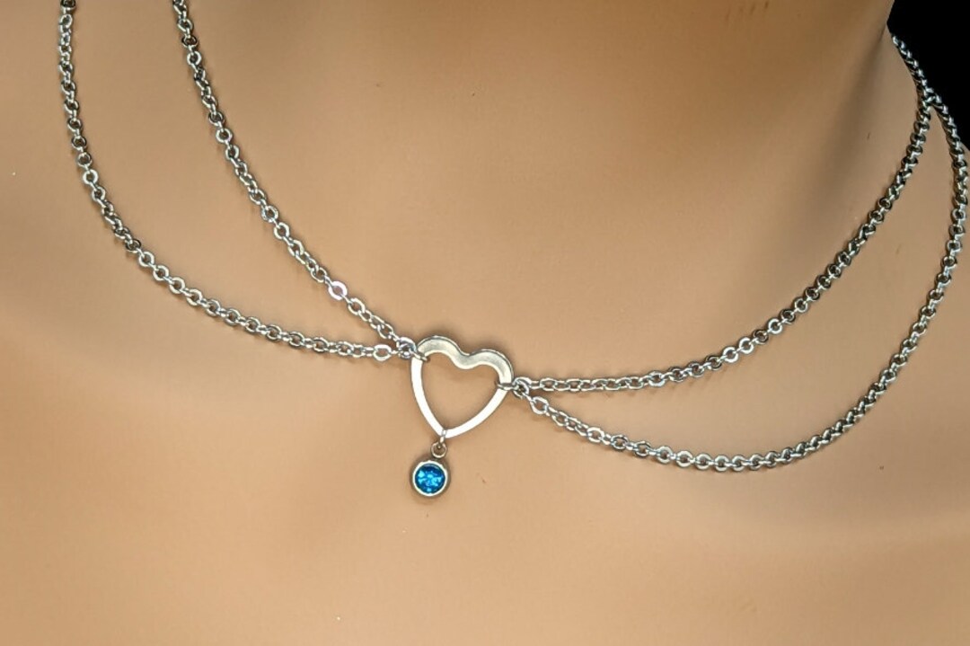 Day Collar * Heart W/ Color Options * Locking Options * 24/7 Wear - Etsy