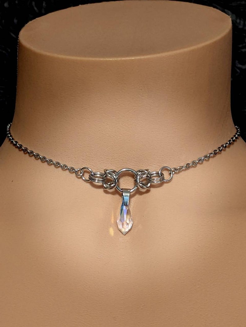 Day Collar * Chainmail O Ring W/ AB Crystal * Locking Options * 24/7 ...