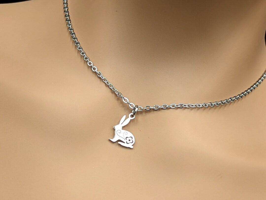Day Collar * Filigree Bunny Rabbit Charm * Locking Options * 24/7 Wear ...
