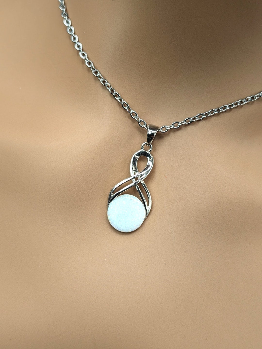 Day Collar * Infinity Opal Pendant * Locking Options * 24/7 Wear - Etsy