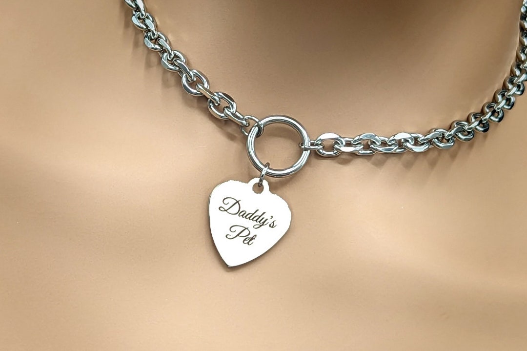 Day Collar * O Ring W/ Daddy's Pet Charm * Locking Options * 24/7 Wear ...