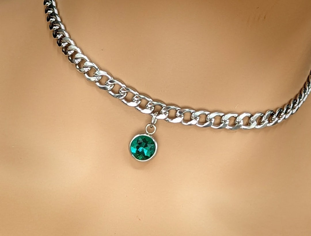 Birthstone Day Collar With Custom Locking Options - Heavy Chain ...