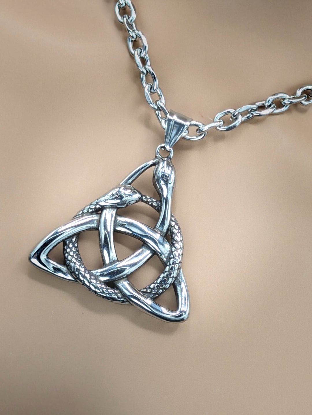 Triquetra Celtic Knot Serpent Infinity Pendant * Stainless Steel * 24/7 ...