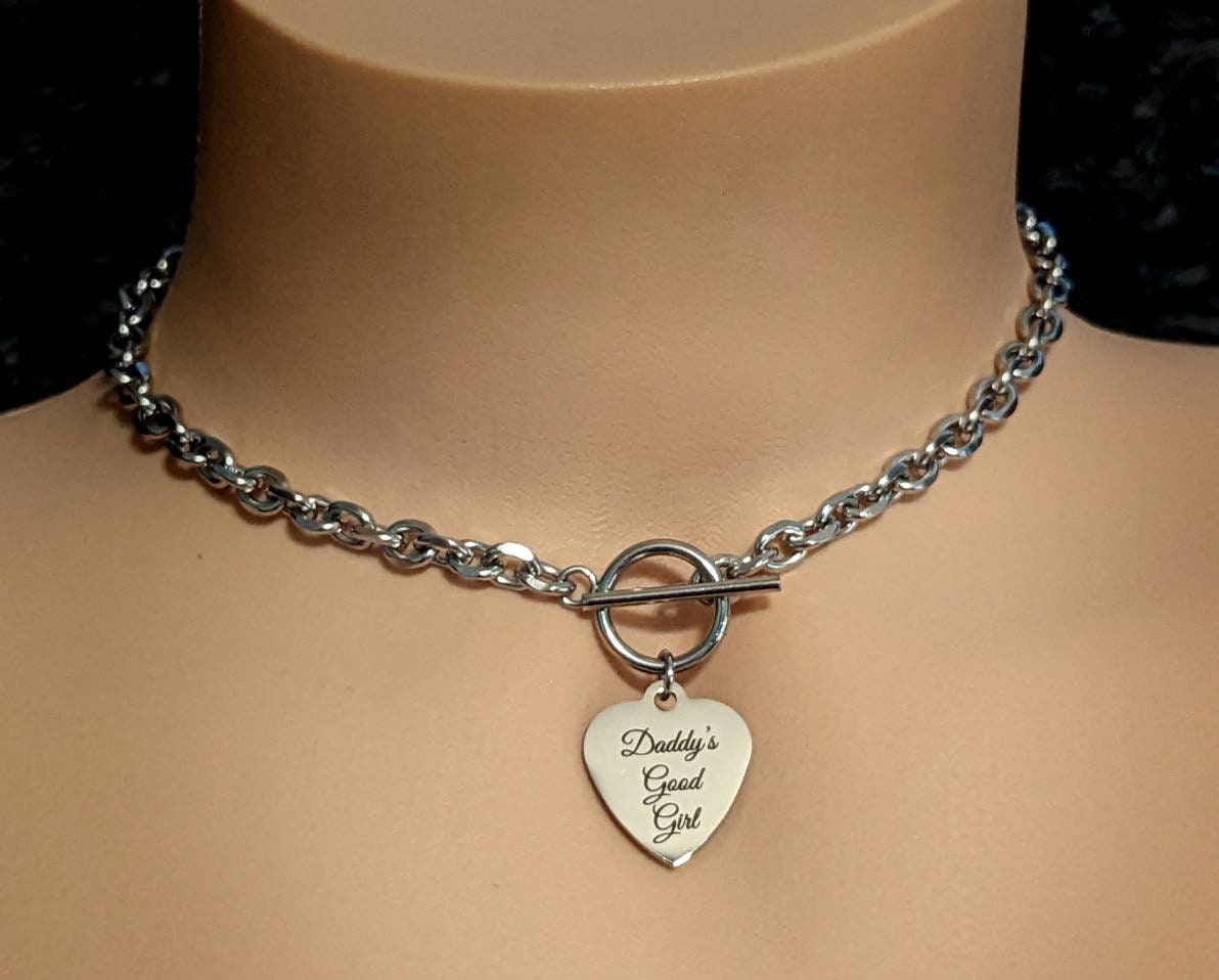 Day Collar * O Ring W/ Engraved Heart * Daddy's Good Girl * Stainless ...