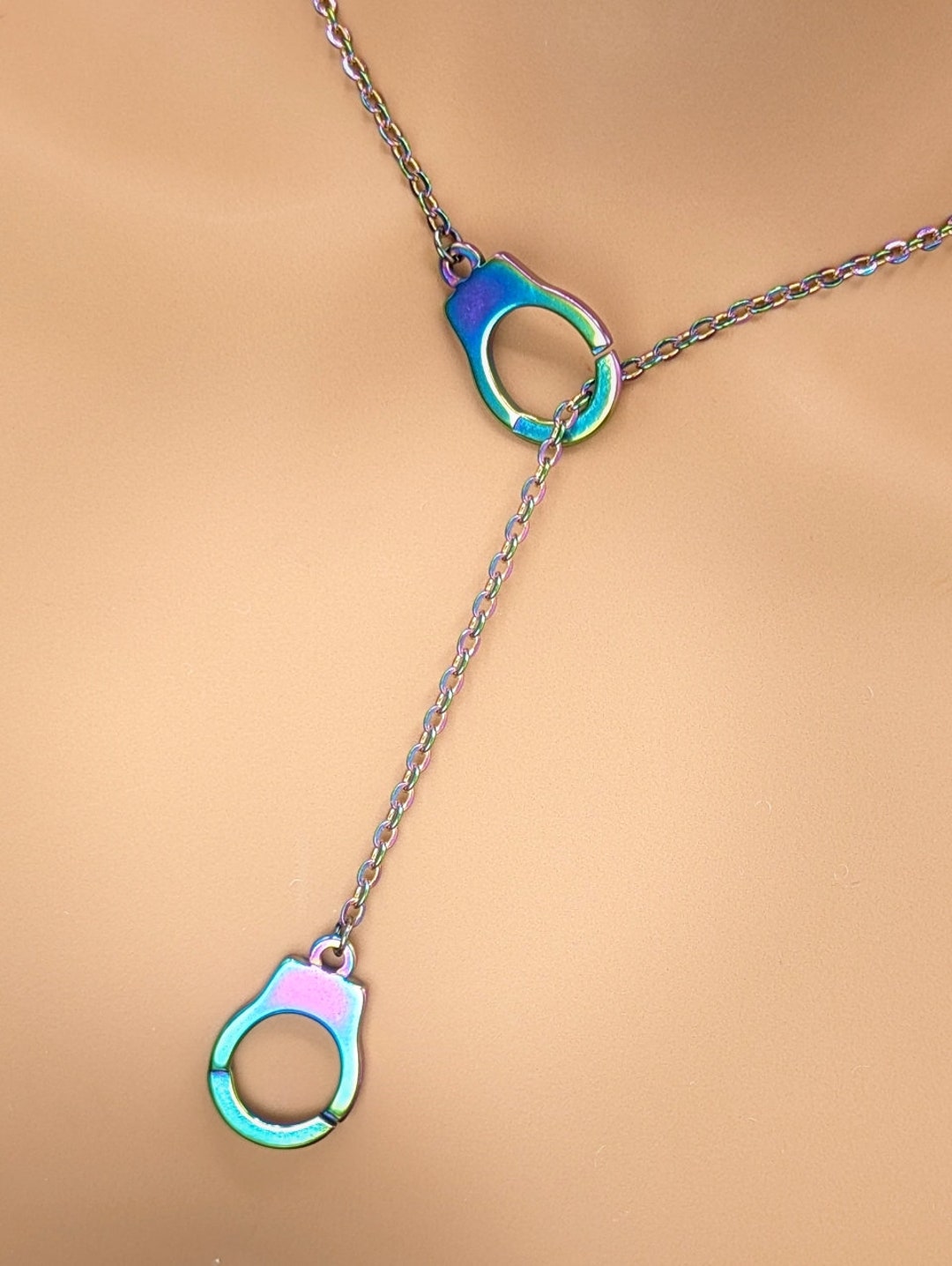 Day Collar * Rainbow O Ring Handcuffs W/ Dangle * Locking Options * 24/ ...