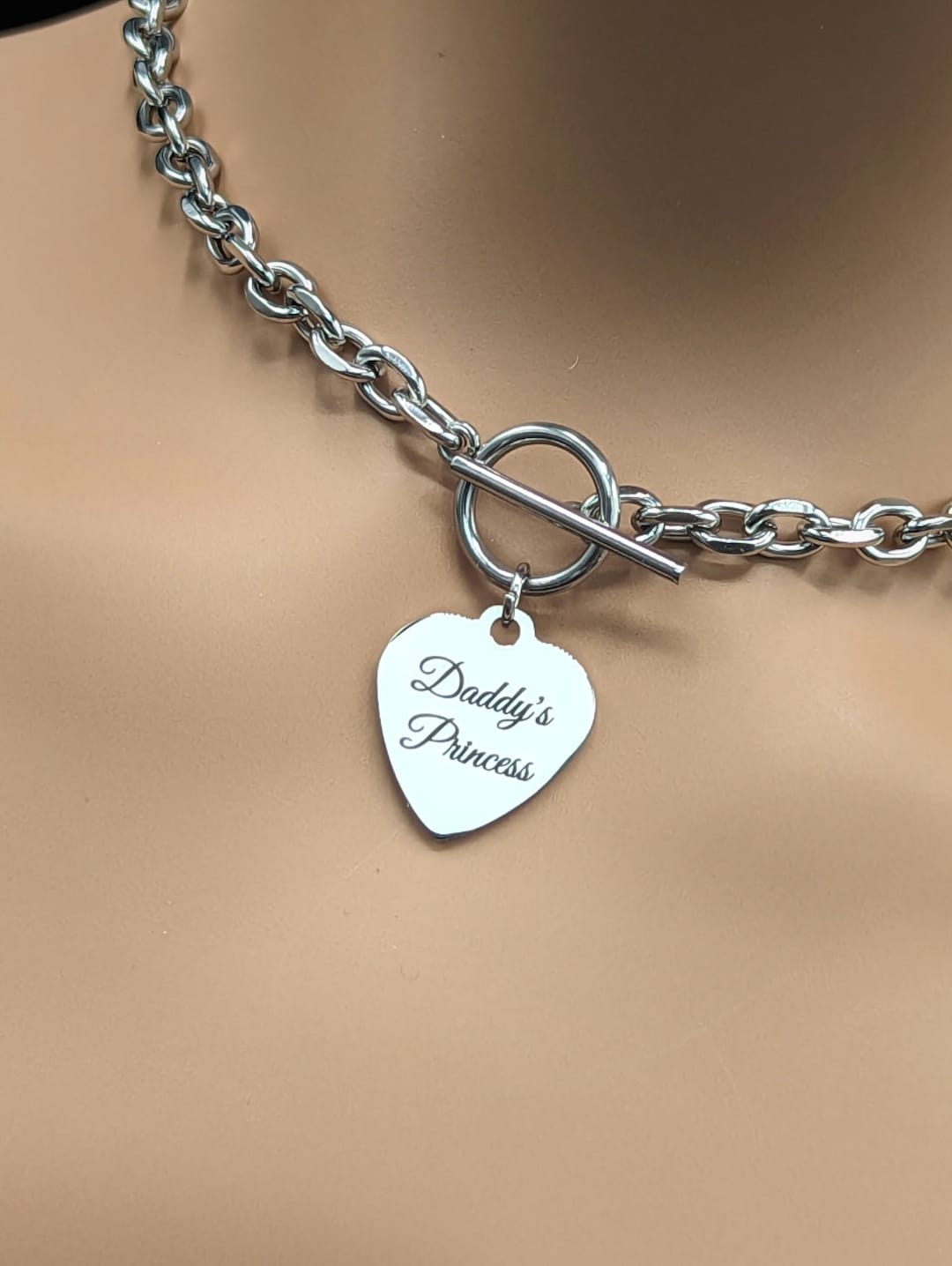 Day Collar * O Ring W/ Engraved Heart * Daddy's Princess * Stainless ...