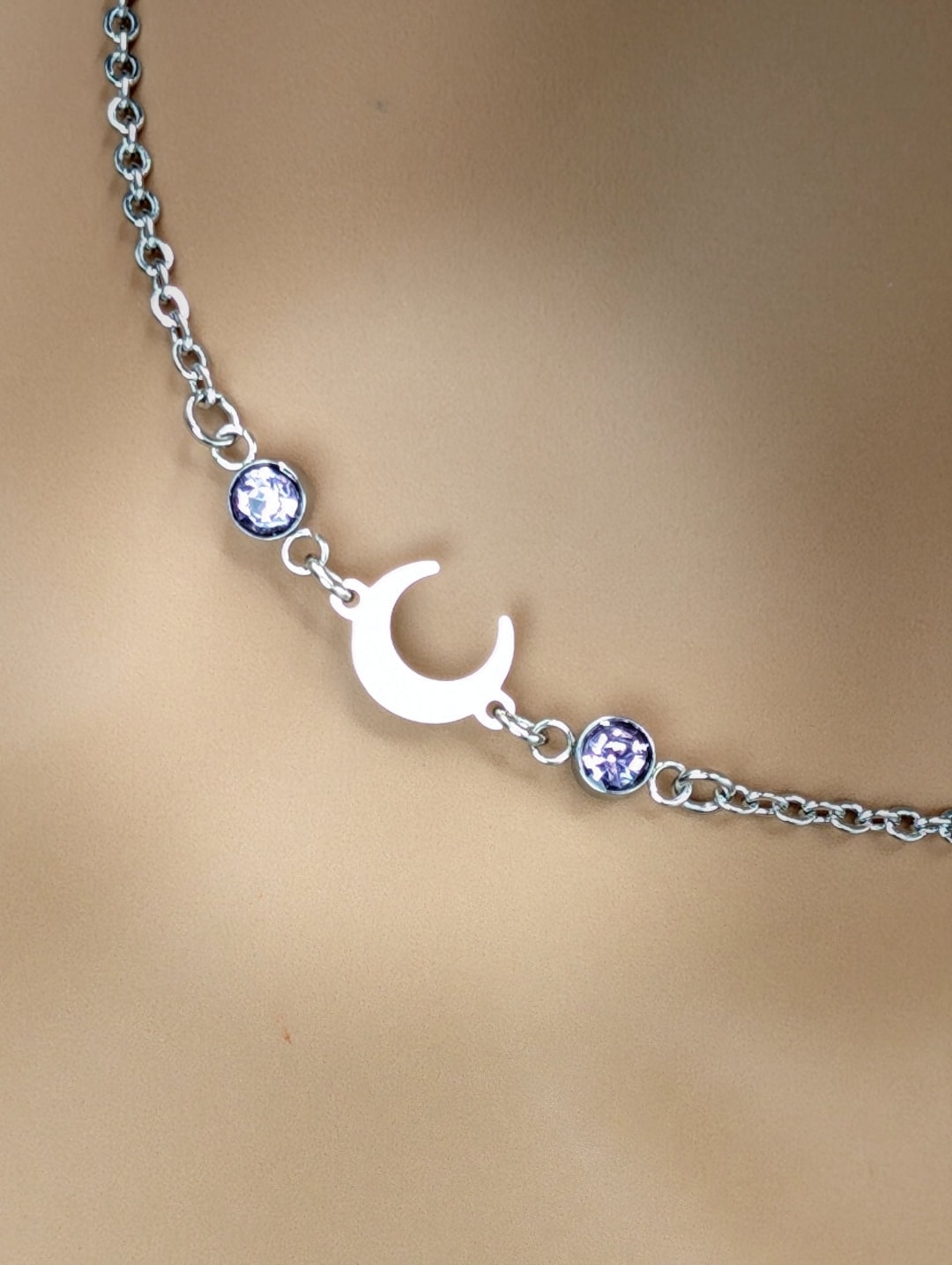 Day Collar * Crescent Moon W/ Color Options * Locking Options * 24/7 ...