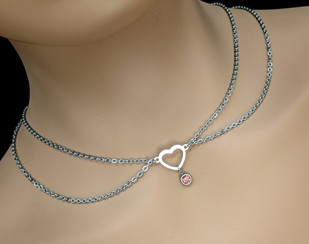Day Collar * Heart W/ Color Options * Locking Options * 24/7 Wear - Etsy