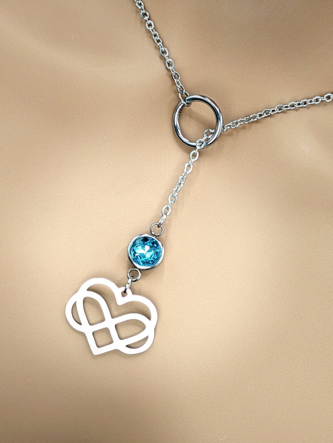 Infinity Heart Charm Stainless Steel Lariat Day Collar With ...