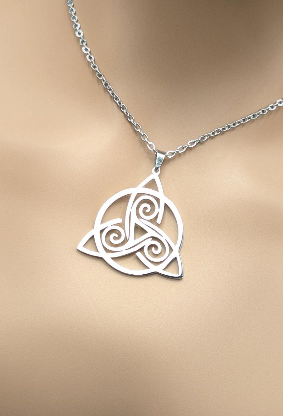 Triple Spiral Triangle Witch Knot Necklace * Stainless Steel * Laser ...