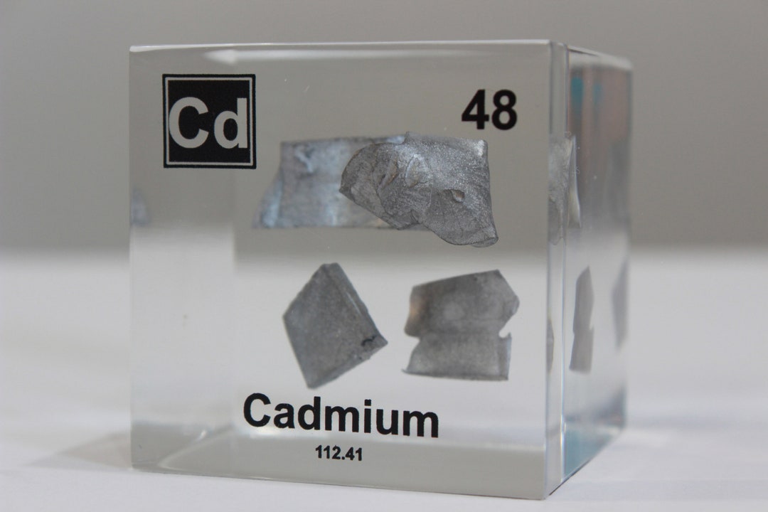 Cadmium Element Cube PERIODIC TABLE Display Cadmium Metal Ore ...