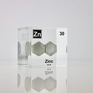 Zinc Element Cube PERIODIC TABLE Educational Display for Teachers Gift ...