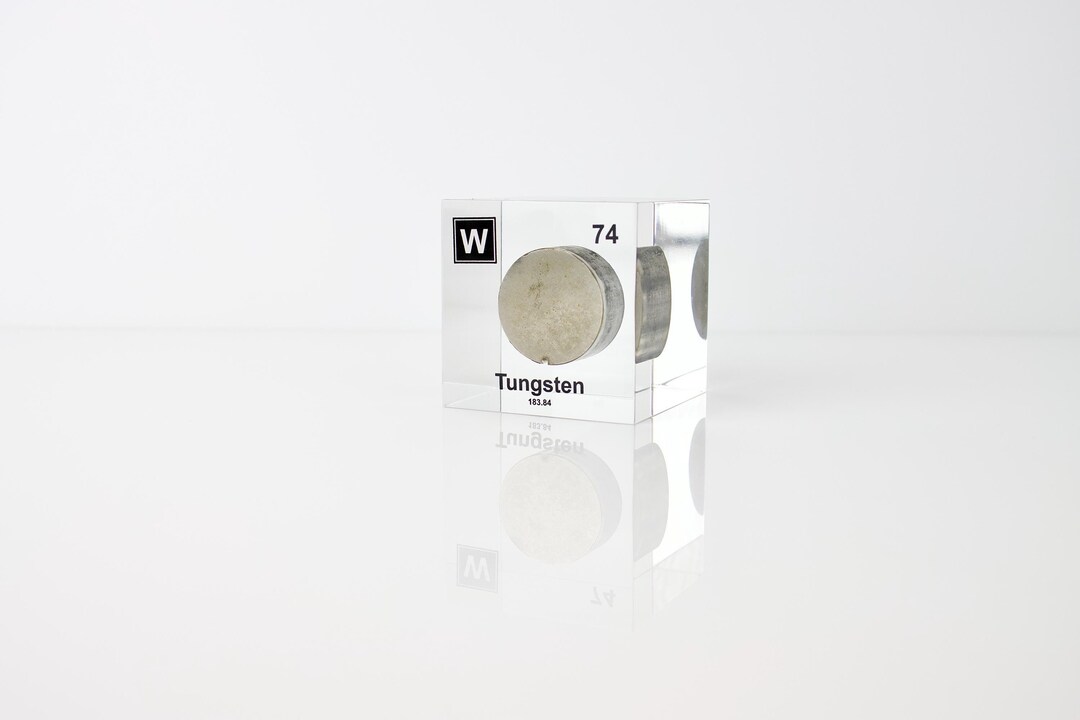 Tungsten Element Cube Encased in Lucite Acrylic Tungsten Metal Cylinder ...