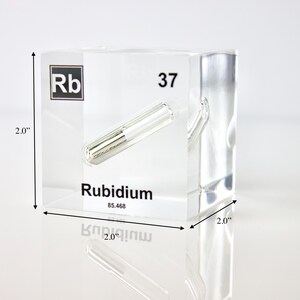 Rubidium Element Lucite Acrylic Cube PERIODIC TABLE of Elements Display ...