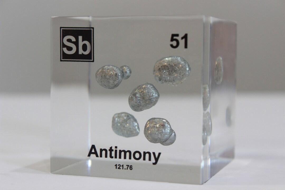 Antimony Element Cube PERIODIC TABLE Educational Display for Teachers ...