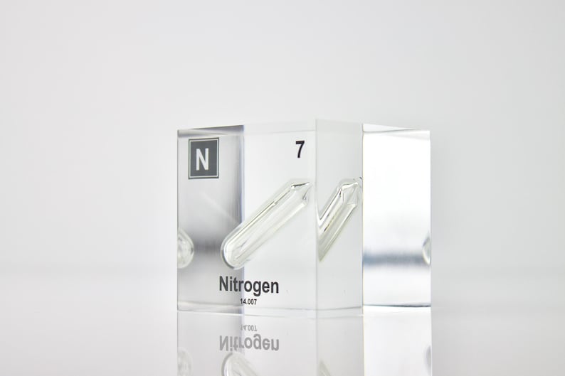 Nitrogen Element Cube PERIODIC TABLE of Elements Ampoule Display Gift ...