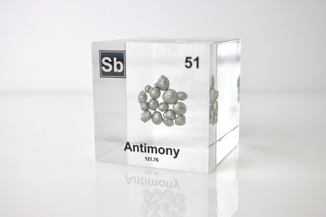 Antimony Element Cube PERIODIC TABLE Educational Display for Teachers ...