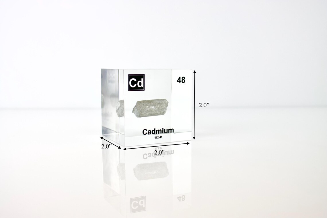 Cadmium Element Cube PERIODIC TABLE Display Cadmium Metal Ore ...