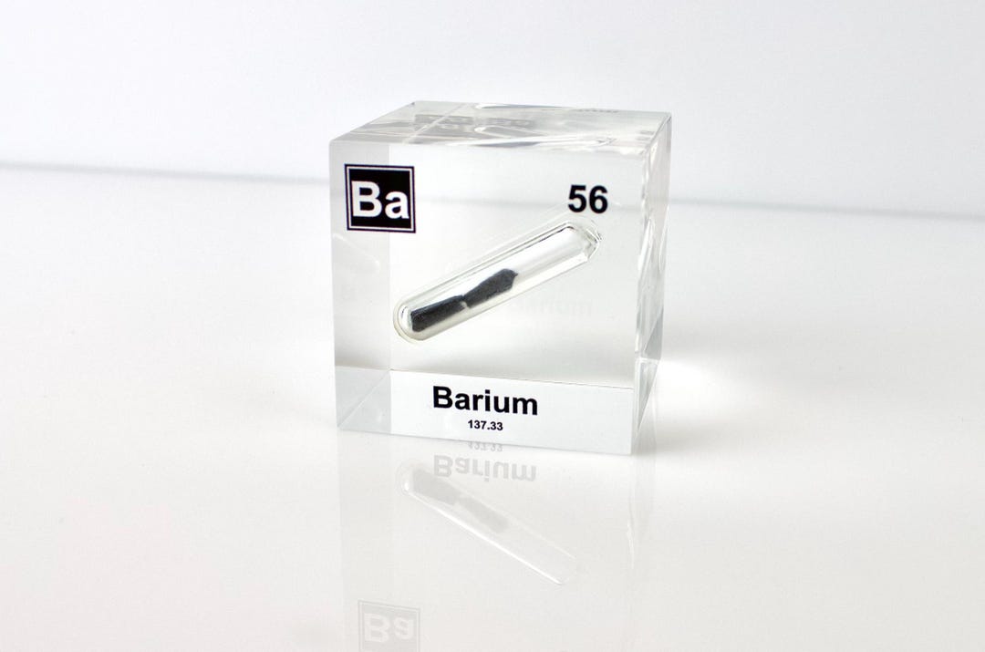 99.9% Pure BARIUM ELEMENT Cube Glass Ampoule Encased in Acrylic for ...
