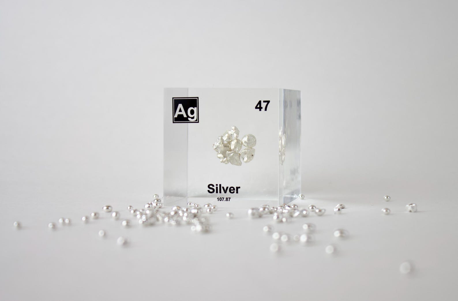 SILVER Element Cube Periodic Table Display 99.9% Pure Metal Sample Gift ...