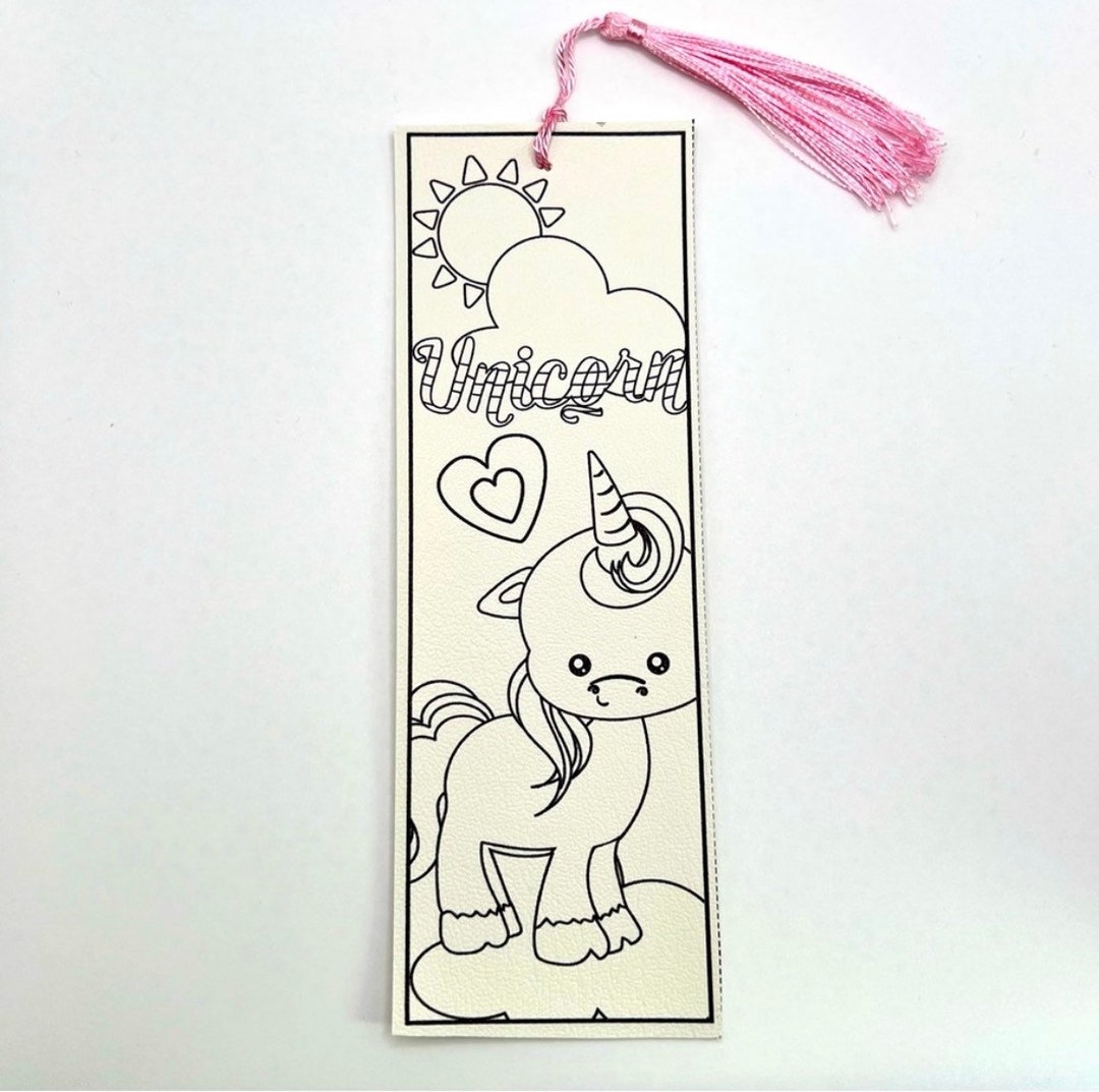 Unicorn “color Me” Bookmark, Vegan, Leather, Handmade - Etsy