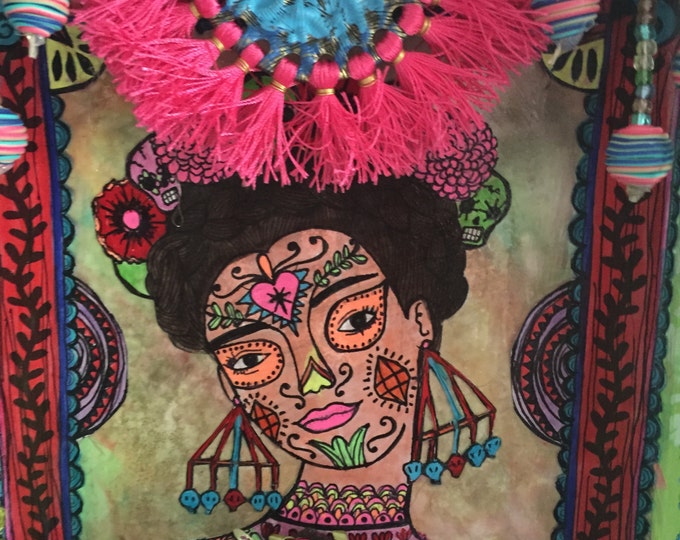 Frida Kahlo Day of the Dead Sugar Skull Shadow Box Shrine Dia De Los ...