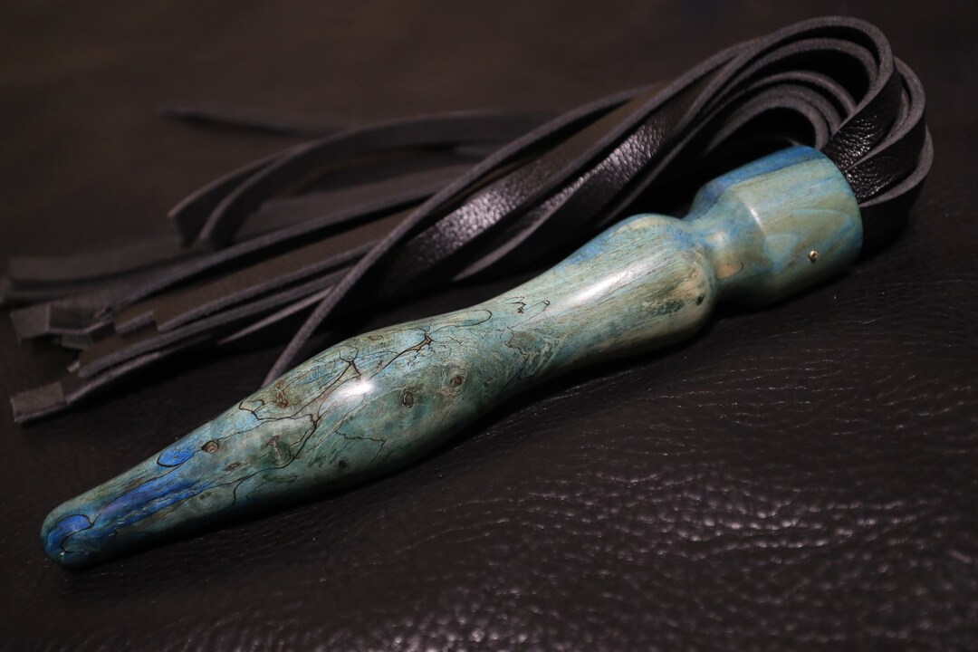 35in XL Spalted Maple Burl Flogger With Buffalo Leather in Blue/green ...