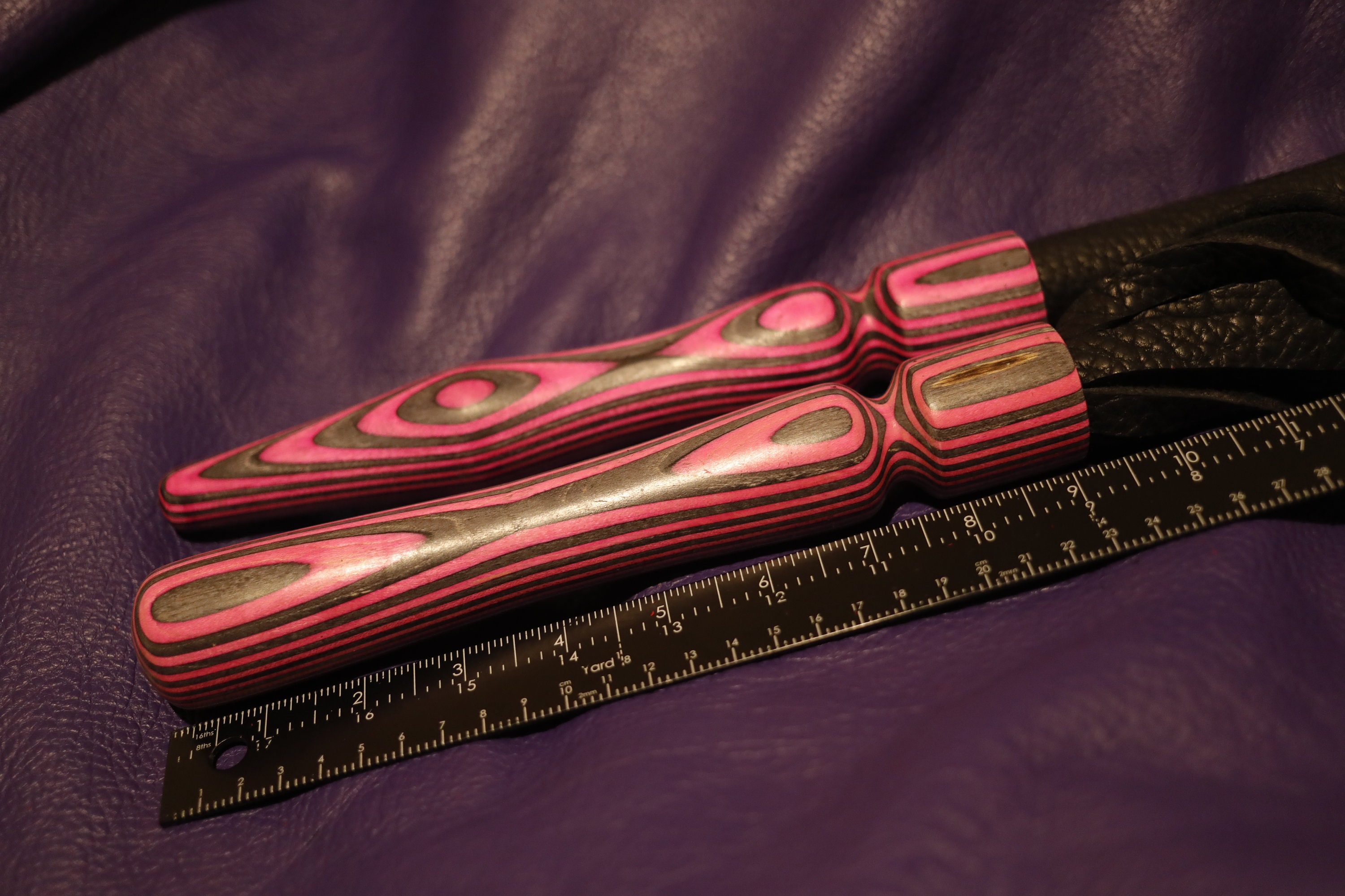 Pink Spectraply Dragontail and Flogger Set With Black Bison Leather - Etsy
