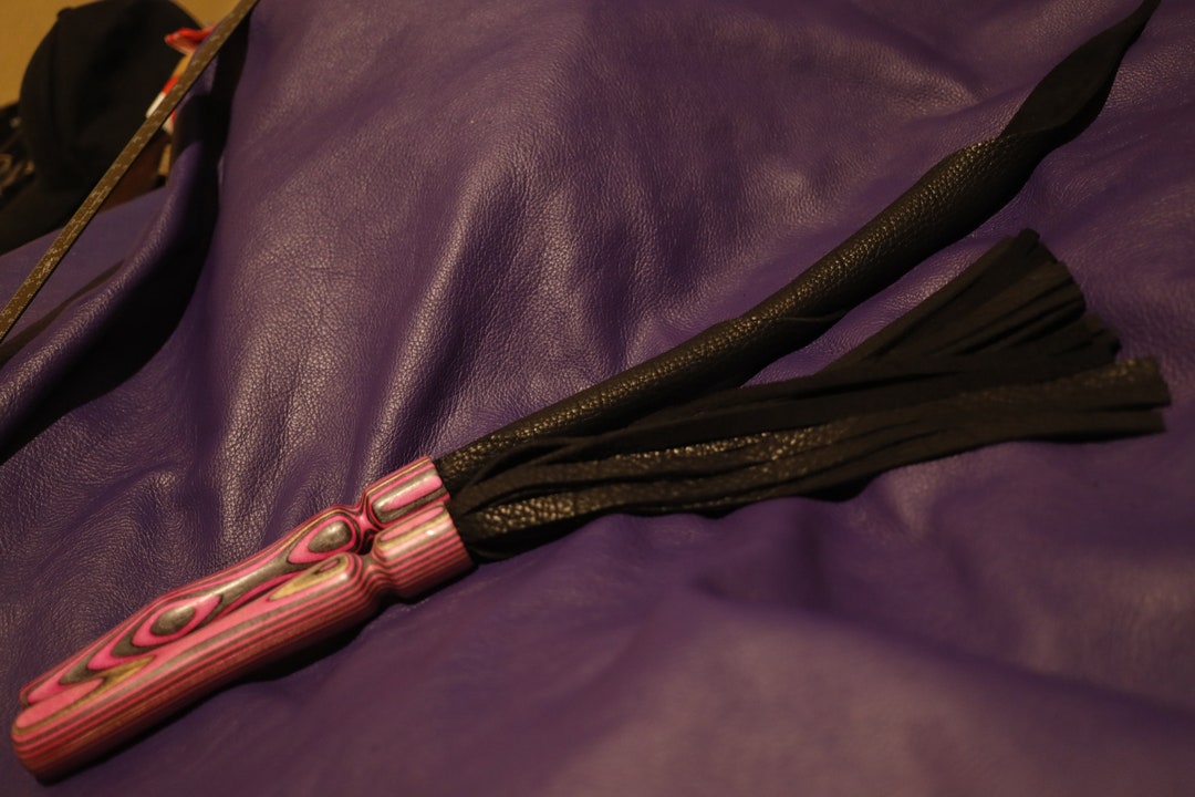 Pink Spectraply Dragontail and Flogger Set With Black Bison Leather - Etsy