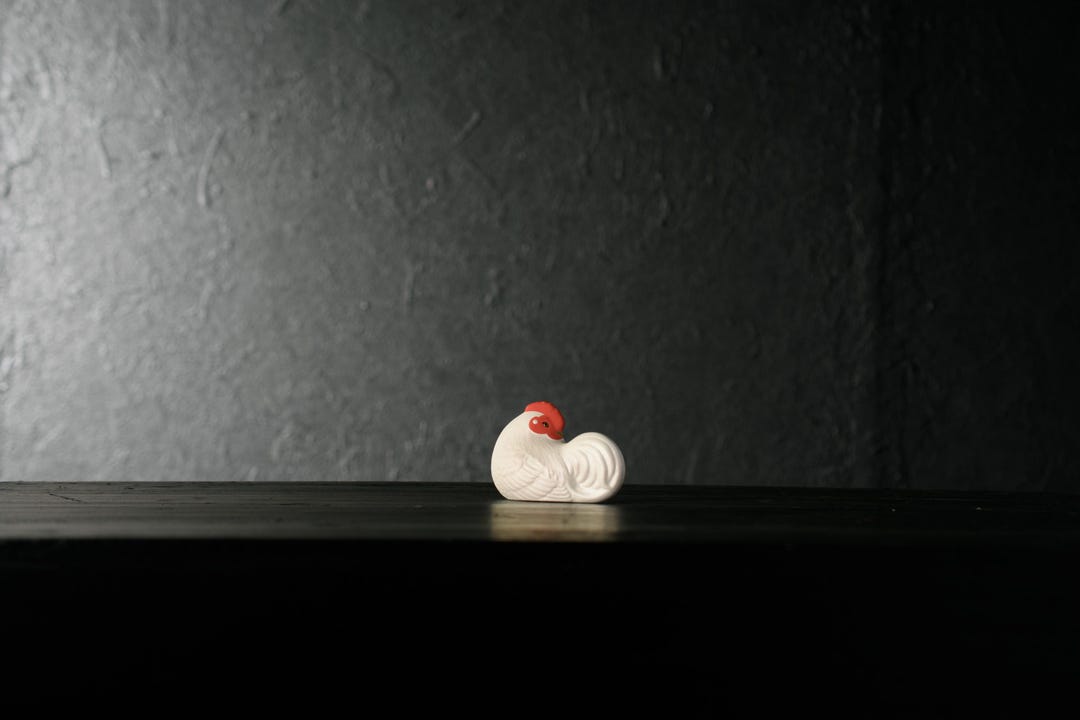 Japanese Rooster Bell / Vintage Tsuchin Bell / Small Clay Folk Art ...
