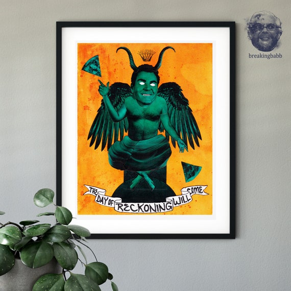 Papamet II Baphomet Pizza Occult Collage Mixed Media | Etsy