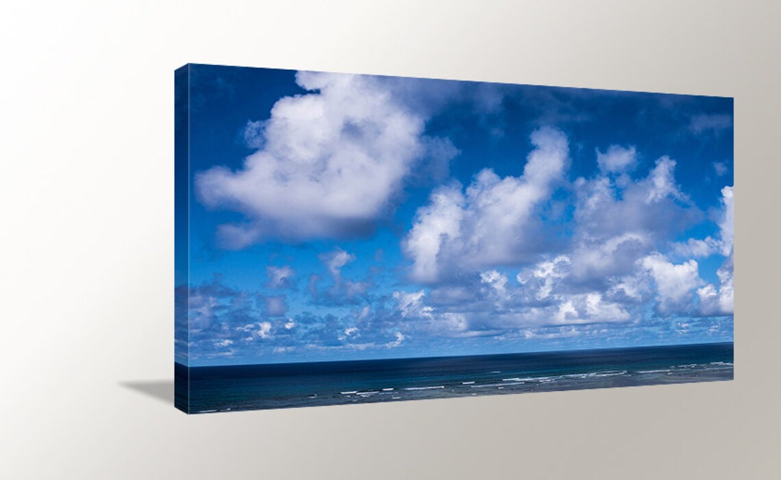Ocean Canvas Print, Blue Sky Cloud, Nature Photography, Cotton Ball ...