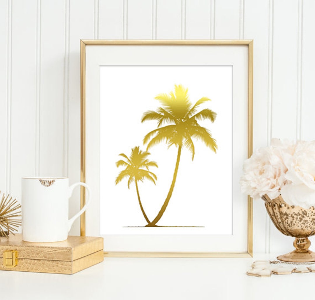 Golden Palm Tree Art, Palm Trees Wall Print, Nursery Artwork, Golden ...