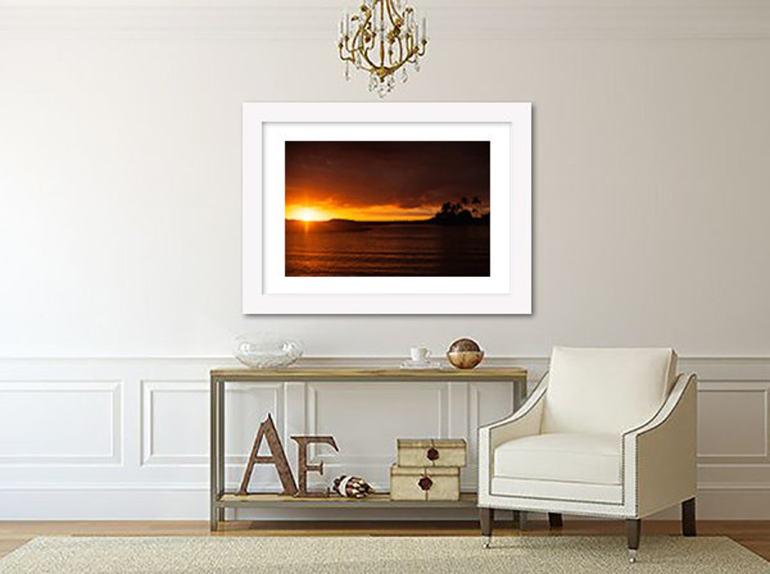 Golden Sunset Framed Print, Sunset Photography Poster Print, Golden ...