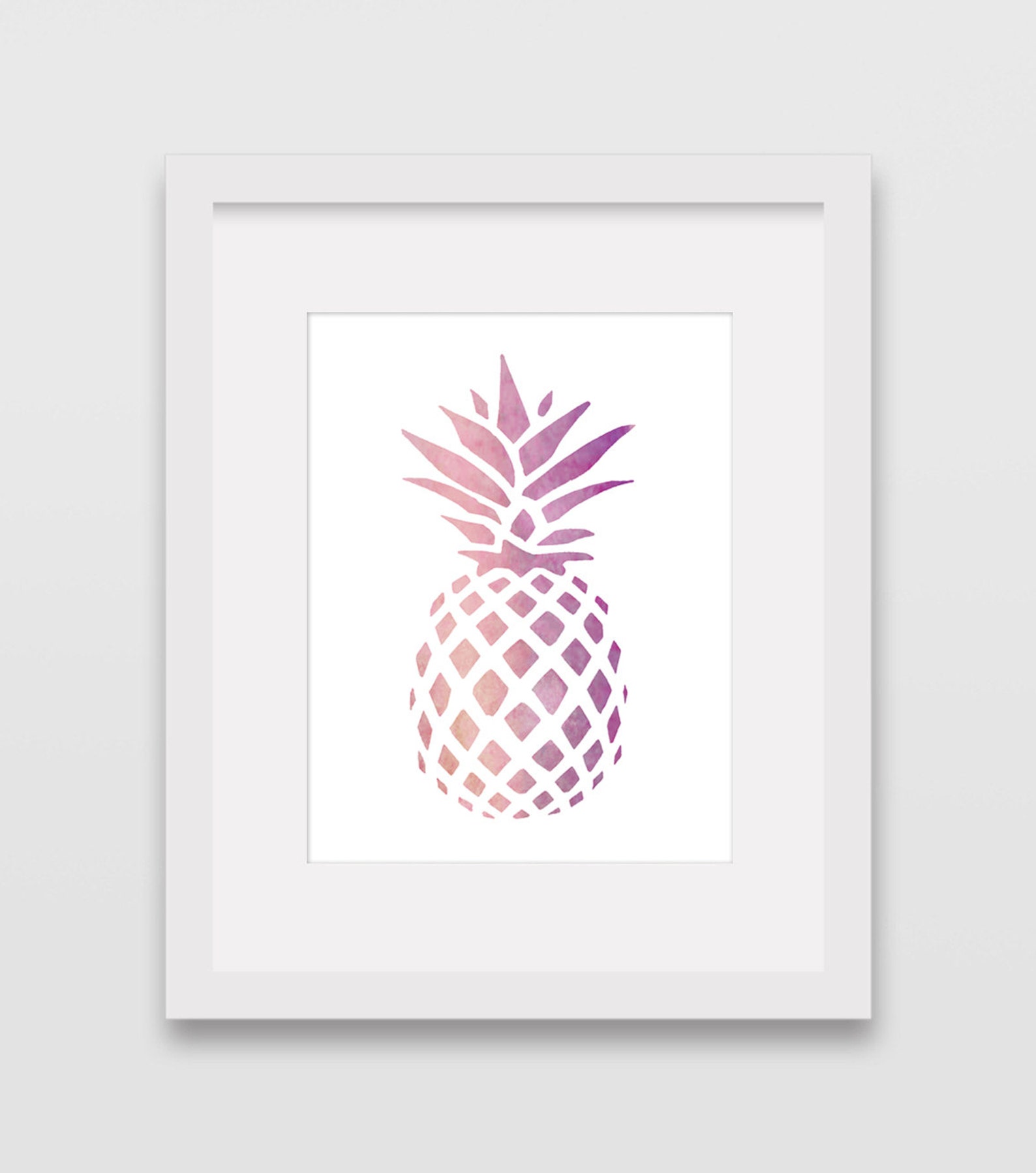 Pineapple Pink Watercolor Art Print, Pineapple Home Office Wall Decor ...