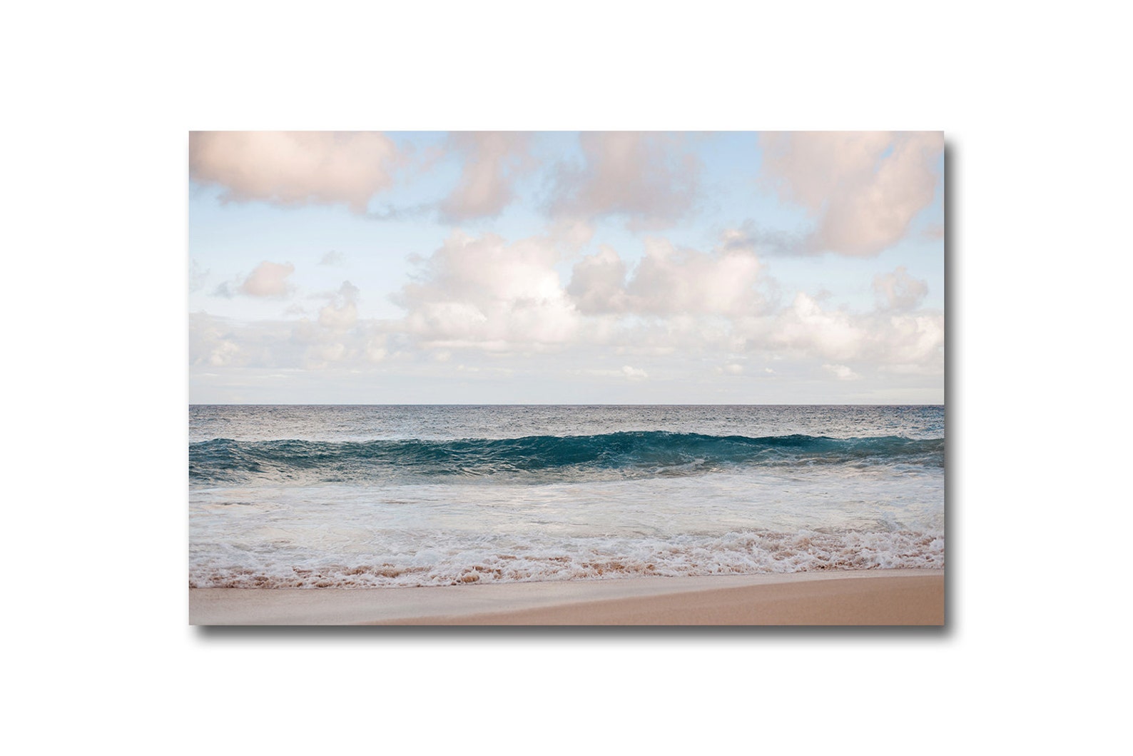 Ocean Sunrise Print, Nautical Ocean Artwork, Sea Decor, Pastel Blue ...